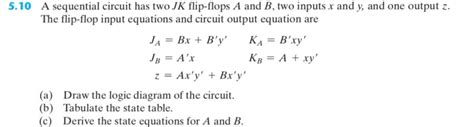 Solved 510 A Sequential Circuit Has Two Jk Flip Flops A And