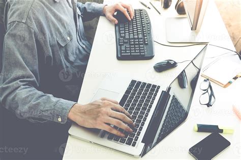 Male Hands Working On Computer Software Programming Web Development