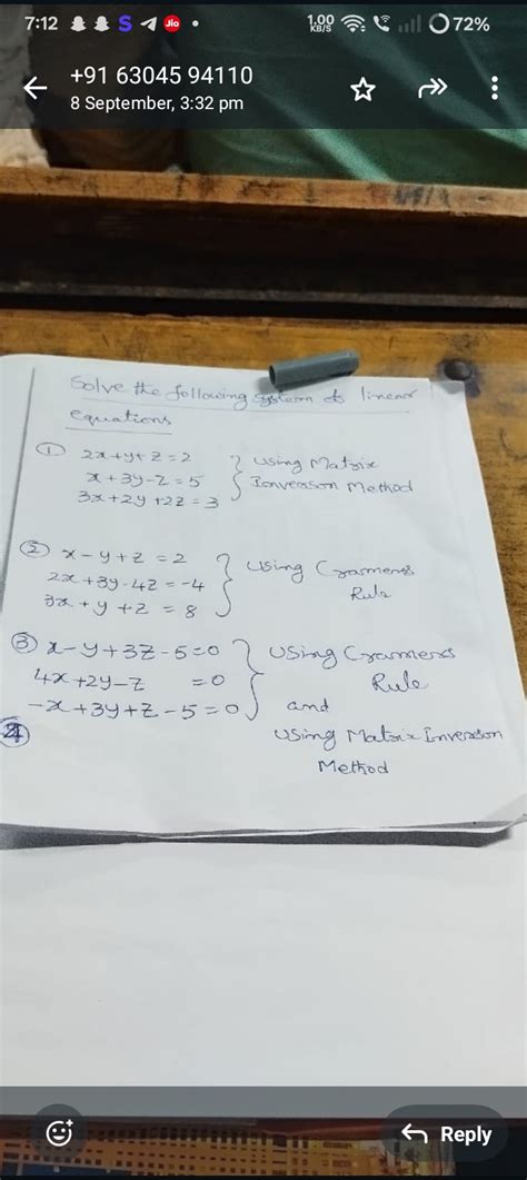 Solve The Following System Of Linear Equations 2x Y Z 2 X 3y
