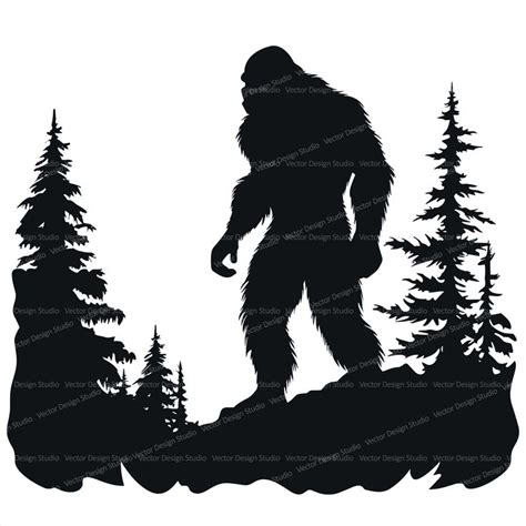 Bigfoot Silhouette Svg And Png Files Sasquatch Clipart Vector Image Yeti Svg Shirt Design