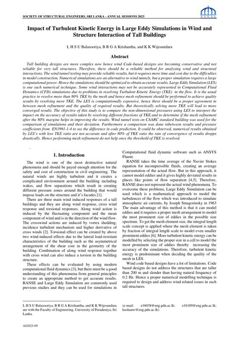 Pdf Impact Of Turbulent Kinetic Energy In Large Eddy Simulations In