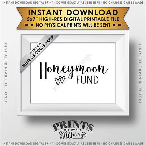 Honeymoon Fund Sign Honeymoon Collection Sign Wedding Sign Print On
