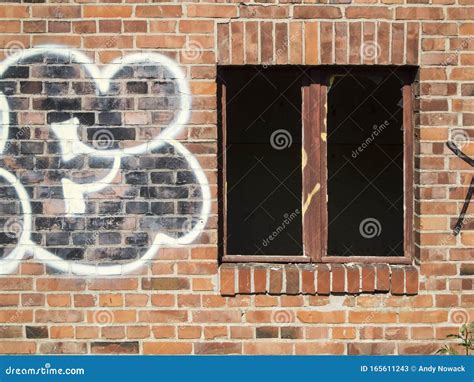 Double Window With Graffiti On Brick Wall In Berlin Stock Image Image