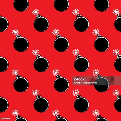 Exploding Bombs Seamless Pattern Stock Illustration Download Image