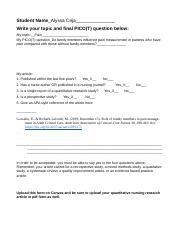 PICO Nurse Docx Babe Name Alyssa Ceja Write Your Topic And Final PICO T Question Below