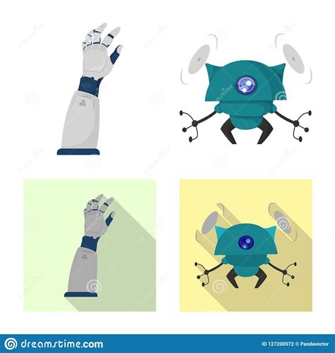 Isolated Object Of Robot And Factory Sign Set Of Robot And Space Stock Vector Illustration