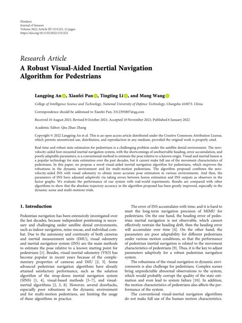 Pdf A Robust Visual Aided Inertial Navigation Algorithm For Pedestrians