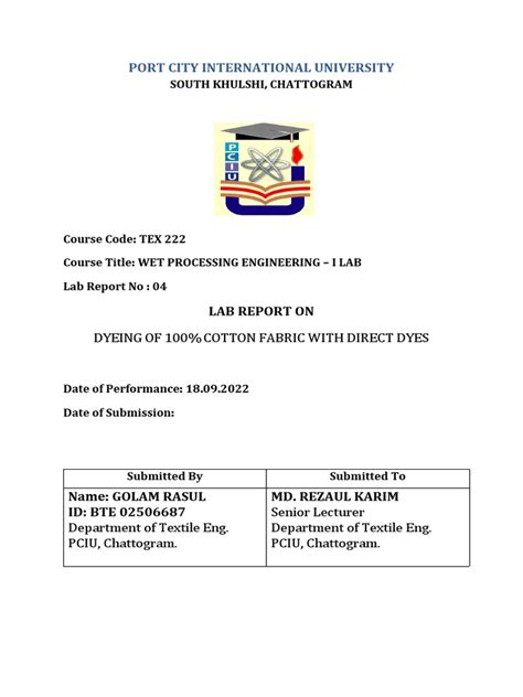 Lab Report Cover Page Pdf