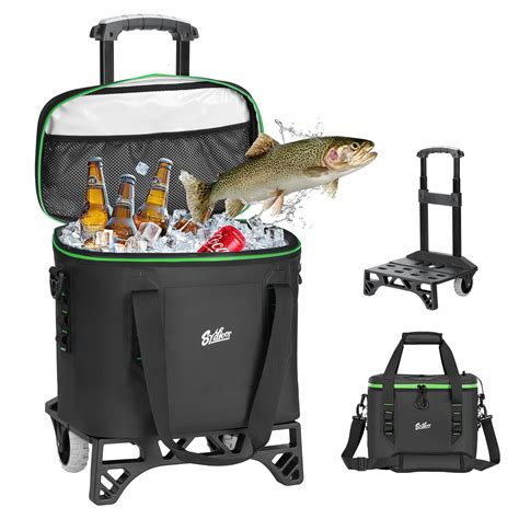 30 Can Small Rolling Cooler With Wheels Detachable All Terrain Trolley Leakproof Insulated