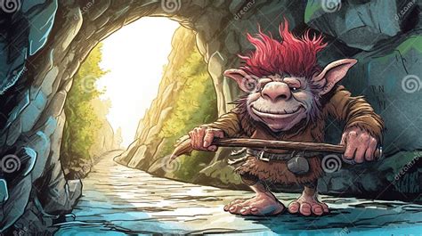 A Cartoon Troll Under A Bridge Holding A Club Fantasy Concept