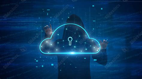 hacker network security blue simple technology data powerpoint