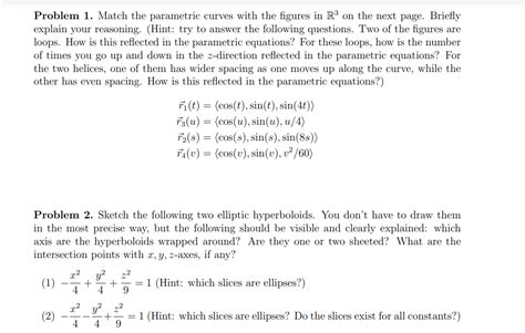 Solved Problem Match The Parametric Curves With The Chegg