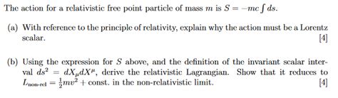 solved the action for a relativistic free point particle of