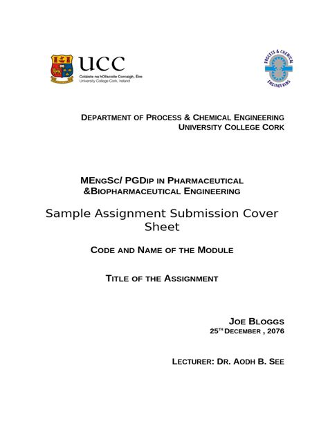 Assignment Submission Cover Sheet Pdf