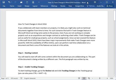 How To Track Changes In Microsoft Word Documents