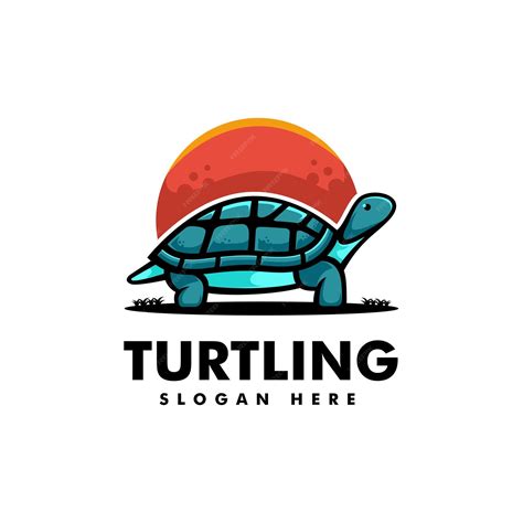 Ilustración Vector Logo Tortuga Estilo Mascota Simple Vector Premium