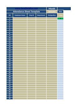 Yencil Employee Attendance Sheet Excel Template
