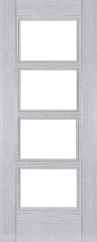 Montreal Light Grey Ash Clear Glazed Prefinished Internal Door Set At