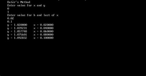 C Program For Eulers Method Computer Programming