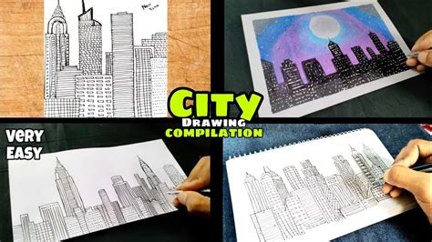 How To Draw City Landscapes City Drawing Compilation Youtube