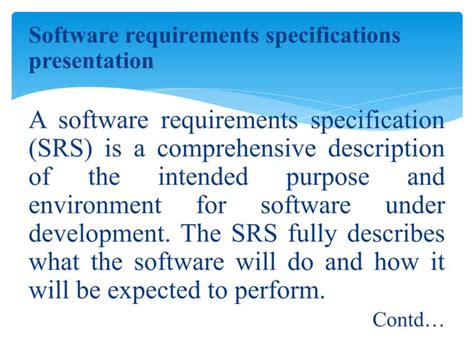 Sample Presents Software Requirements Specifications Pptx
