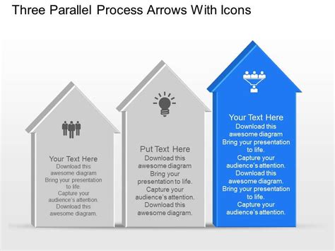 Three Parallel Process Arrows With Icons Powerpoint Template Slide PowerPoint Presentation