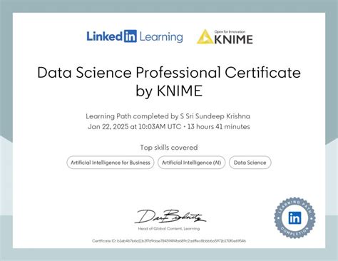 datascience knime machinelearning certification ai