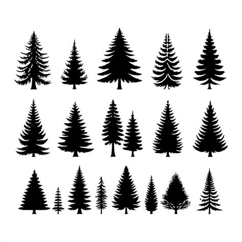 Set Of Pine Tree Silhouettes Vector Premium Ai Generated Vector