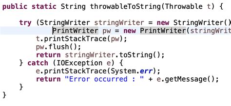 Programming for beginners: Convert a throwable or an exception stack ...