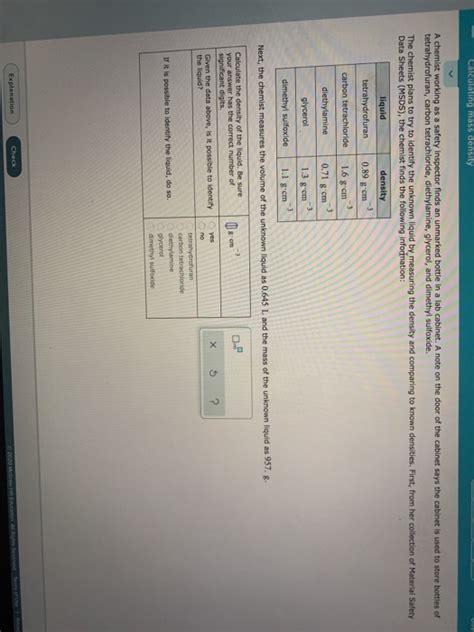 Solved Calculating Mass Density A Chemist Working As A