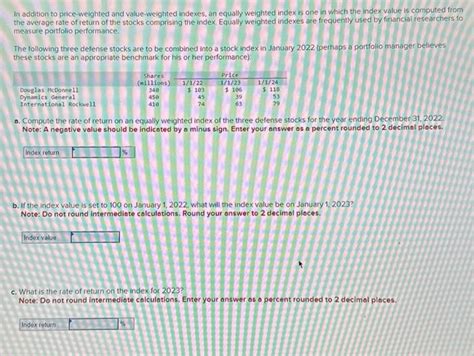 Solved In Addition To Price Weighted And Value Weighted