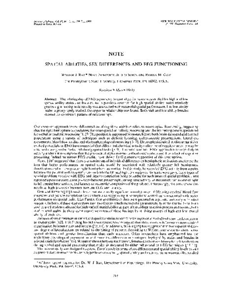 pdf spatial abilities sex differences and eeg functioning