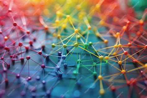 Premium Photo Abstract Futuristic Wave With Colorful Lines Connecting Dots Digital Data