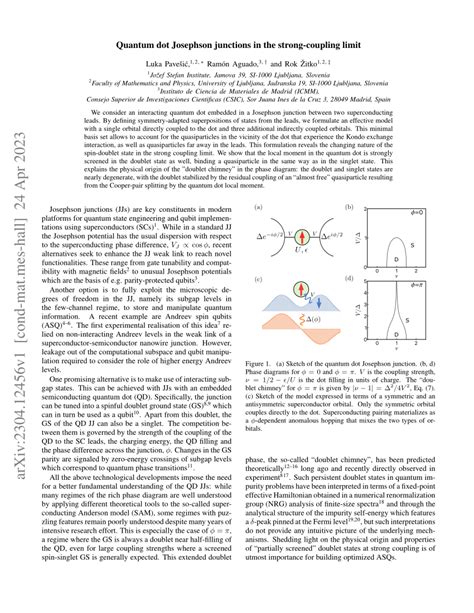 Pdf Quantum Dot Josephson Junctions In The Strong Coupling Limit