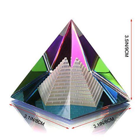 Qfkris Crystal Pyramid Figurine Collectible Rainbow Color Prism Desk