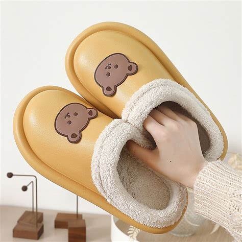 셀럽하우 셀럽하우스 발편한 스타일리시한 슬리퍼 사무실 겨울 곰돌이 털안감 외출용