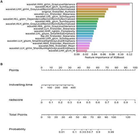 feature importance of xgboost model and the nomogram a showing the