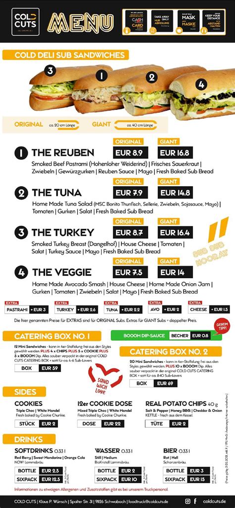 Menu At Cold Cuts Schwabach