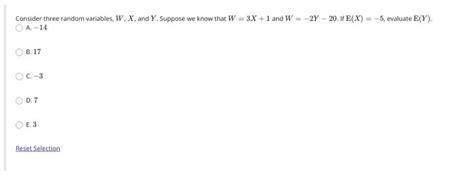 Solved Consider Three Random Variables Wx And Y Suppose