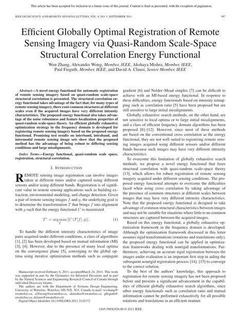 Pdf Efficient Globally Optimal Registration Of Remote Sensing Imagery Via Quasi Random Scale