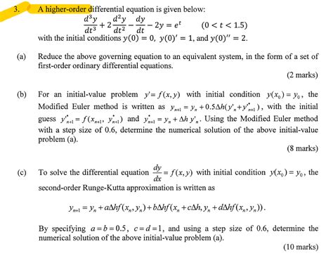 Solved A Higher Order Differential Equation Is Given Below