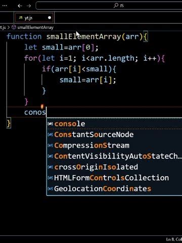 Find Smallest Element in Array in JavaScript | JS Shorts | Function and Loop | JavaScript Tips ...