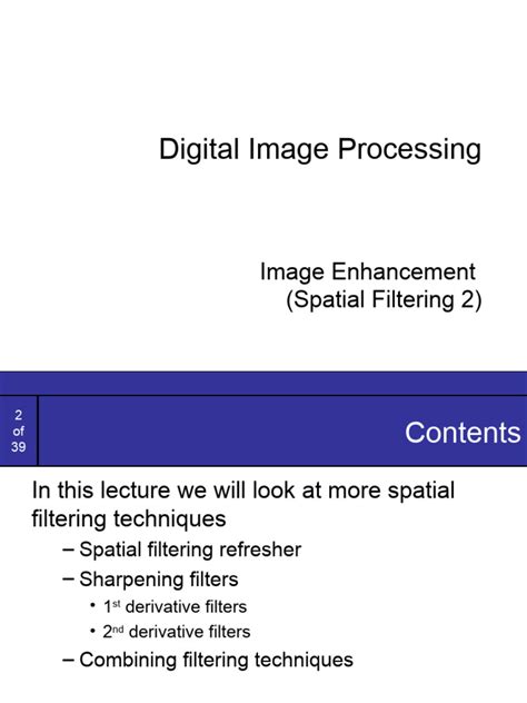 Imageprocessing6 Spatialfiltering2 Pdf Teaching Methods And Materials