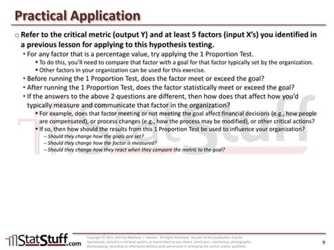 Hypothesis Testing Proportions Compare 1 Standard Ppt