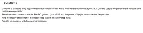 Solved QUESTION Consider A Standard Unity Negative Chegg