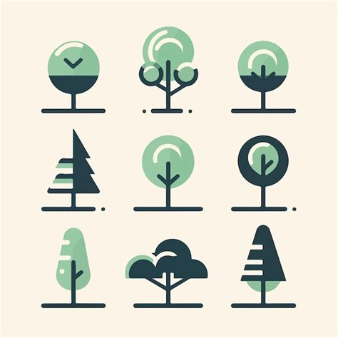 Illustration Of A Collection Of Trees In A Flat Design Style Premium