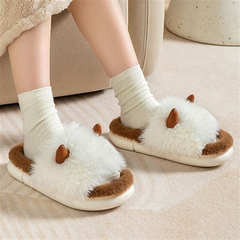 Moo Fluffy Slippers Myfarmbunch