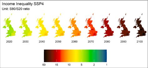 Income Inequality Across Areas In Uk Ssp4 The Maps Show An Increasing