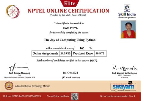 Python Nptel Iitmadras Coding Lifelonglearning Achievement