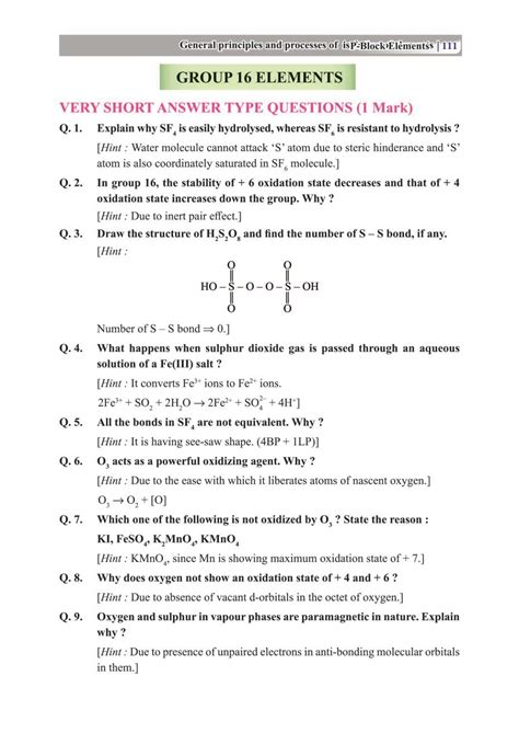 CBSE Notes Class Chemistry The P Block Elements